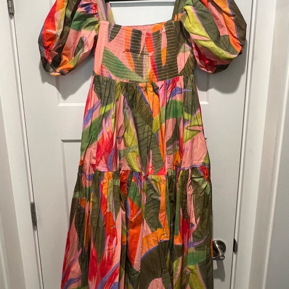 FARM Rio | Dresses | Farm Rio Puff Sleeve Midi Dress Brand New | Poshmark